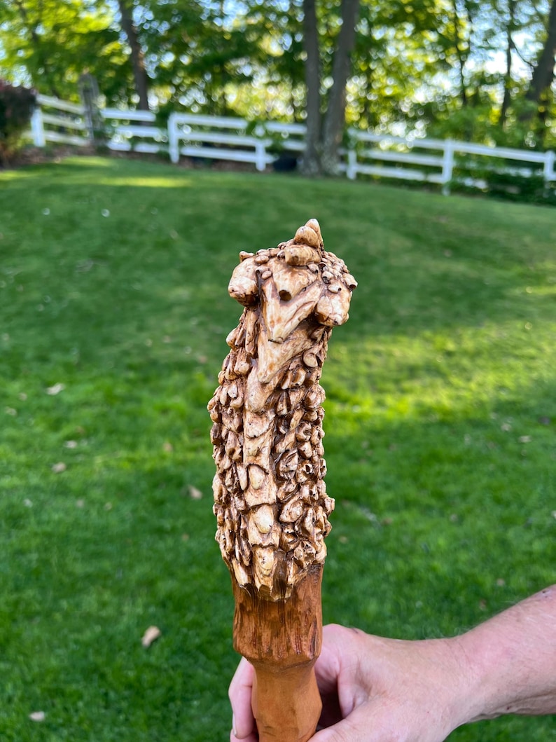 Handcrafted Dragon Walking Stick - Made in USA | Carved Hiking Staff ...