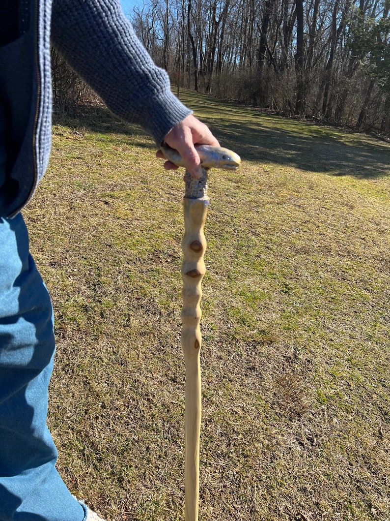 Whale Walking Stick | Made in the USA | Hand Carved Hiking Staff ...