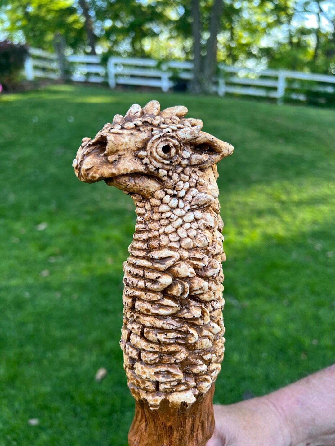 Handcrafted Dragon Walking Stick - Made in USA | Carved Hiking Staff ...