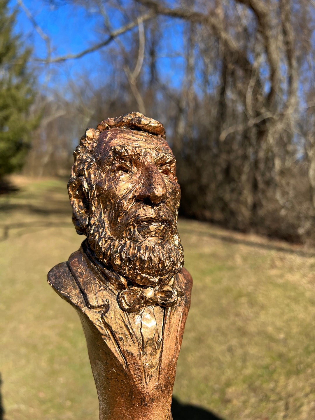 Handcrafted Abraham Lincoln Walking Stick: Carved Appalachian Timber ...