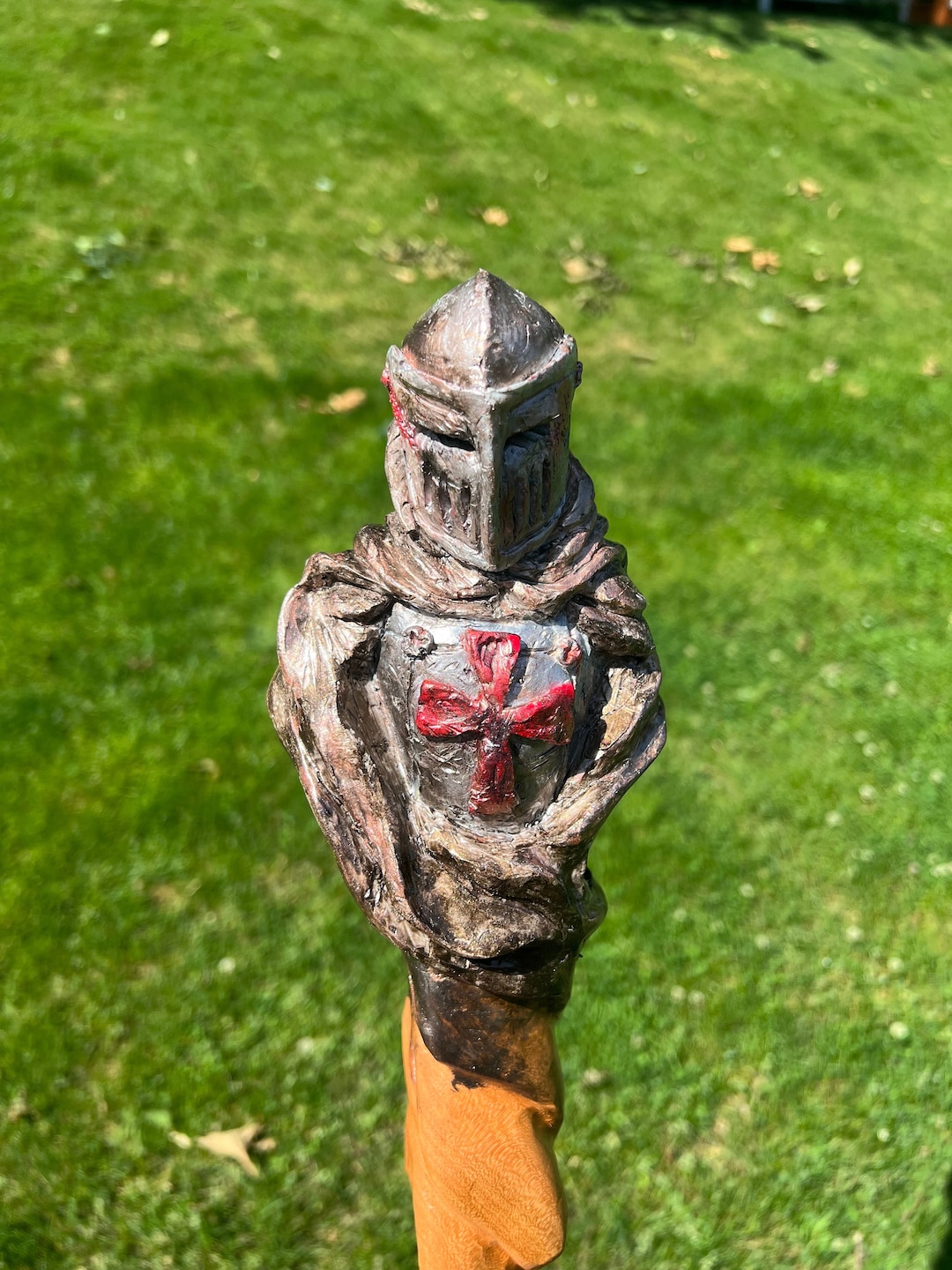 Hand Carved Crusader Walking Stick: Knight Hiking Staff, Made in USA - Etsy