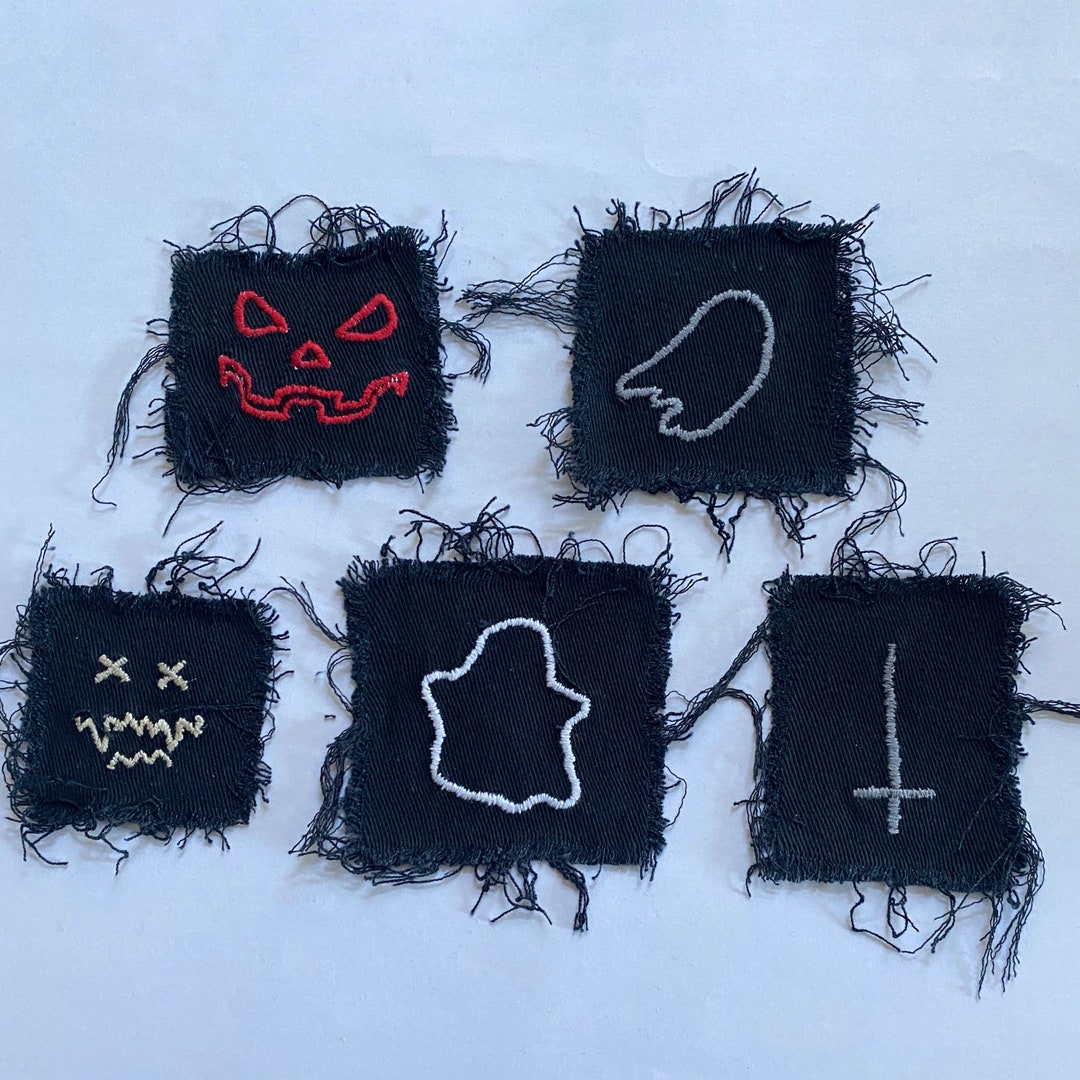 Hand Embroidered Gothic Patches, Custom Patches Iron on Ghosts, Pumpkin ...