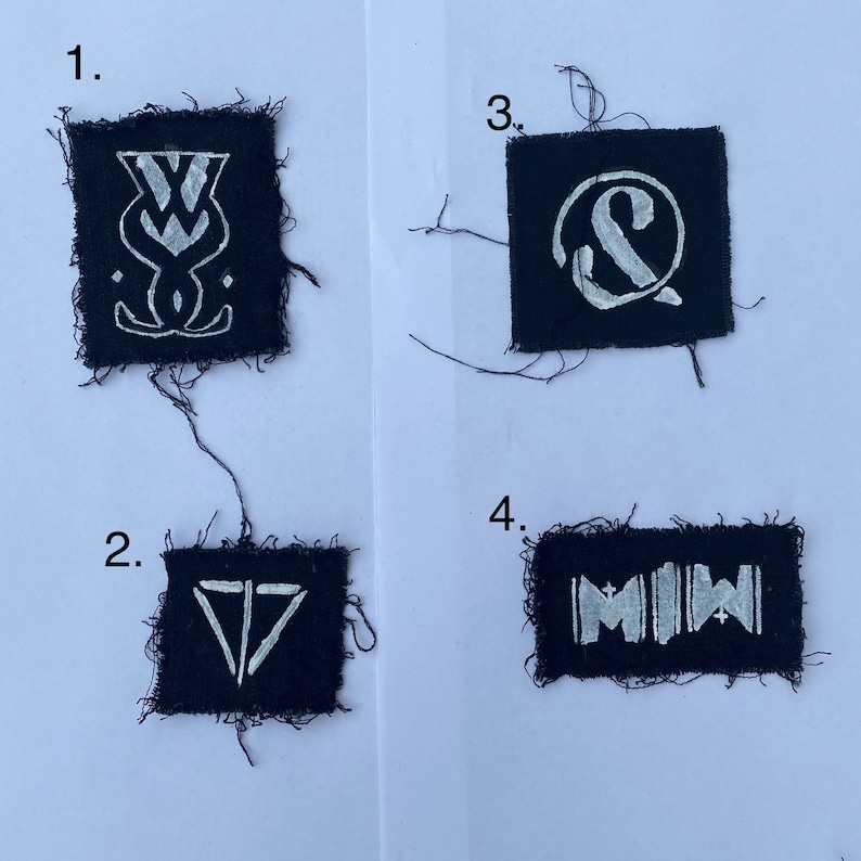 Hand Painted Gothic Patches, Band Patches Iron on Motionless in White ...