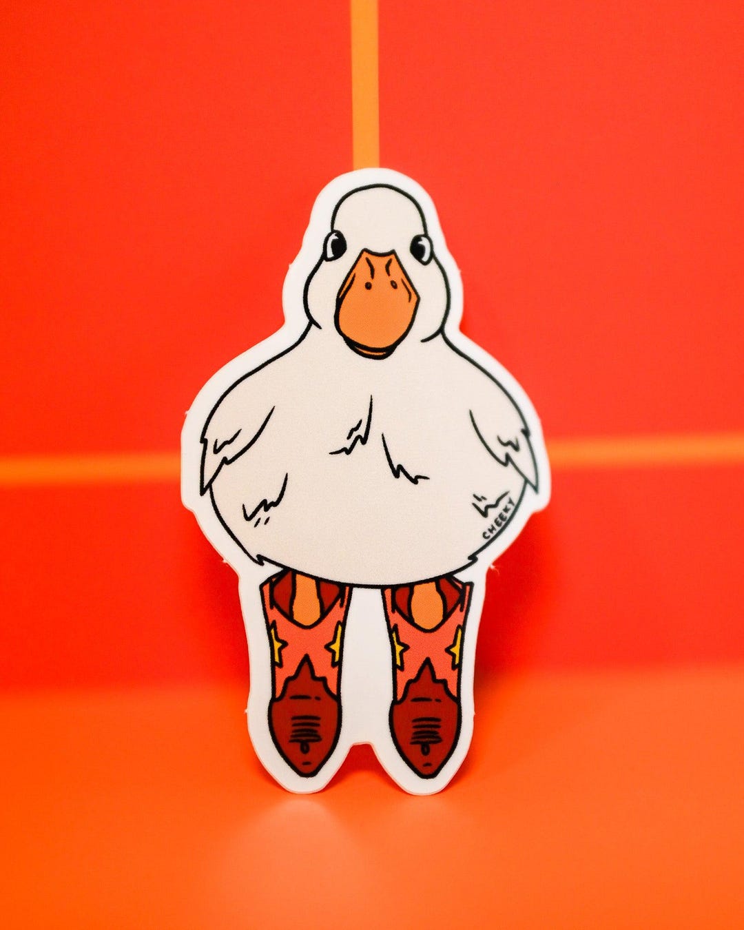 Cowboy Duck Vinyl Sticker, Cheeky Silly Cute Funny Cartoon Gift for ...