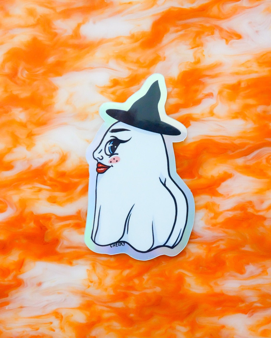 Spooky Holo Ghost Vinyl Sticker, Cheeky Decal, Funny Graphic Cartoon ...