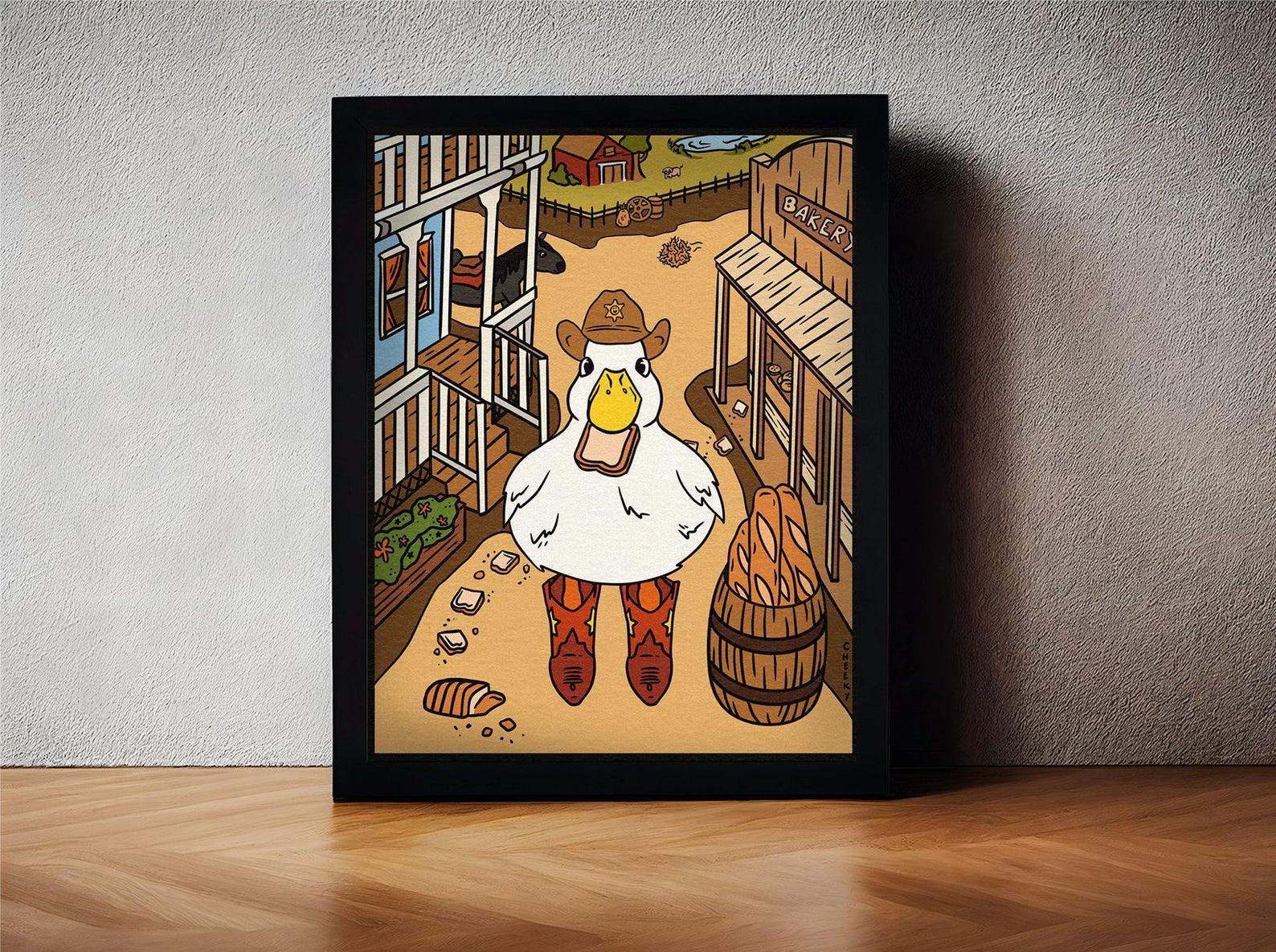 Cowboy Duck Sheriff Print, Duckie, Goose, Duckling, Bakery Drawing ...