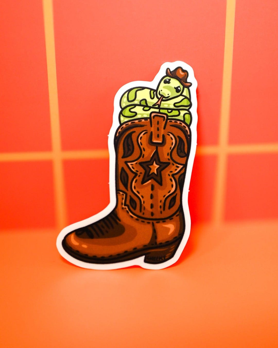 Snake in Boot! Vinyl Sticker, Cheeky Decal, Funny Graphic Cartoon ...