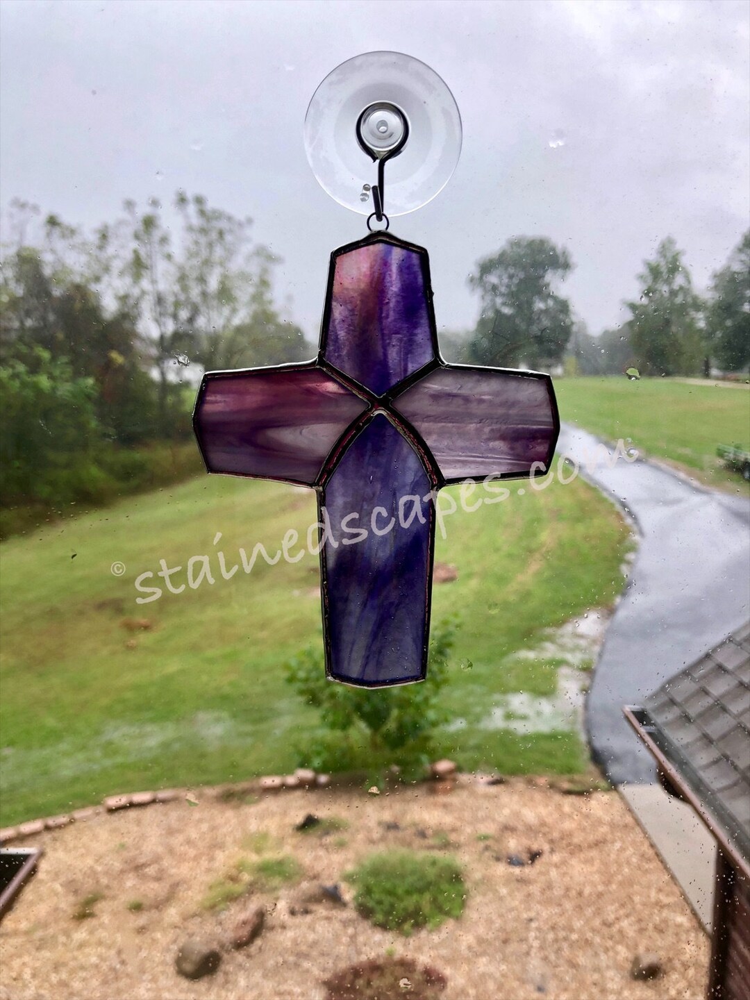 Stained Glass Cross Suncatcher - Etsy