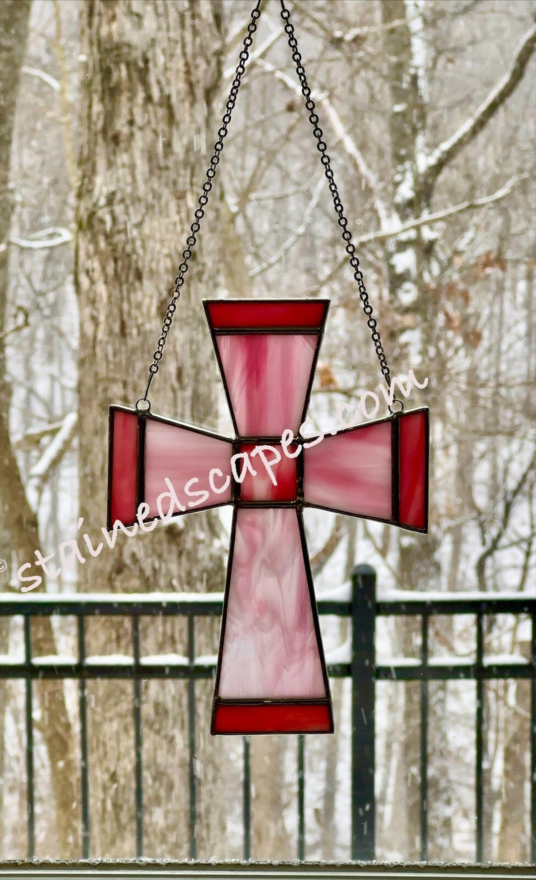 Stained Glass Cross Suncatcher (7”x5”) - Etsy