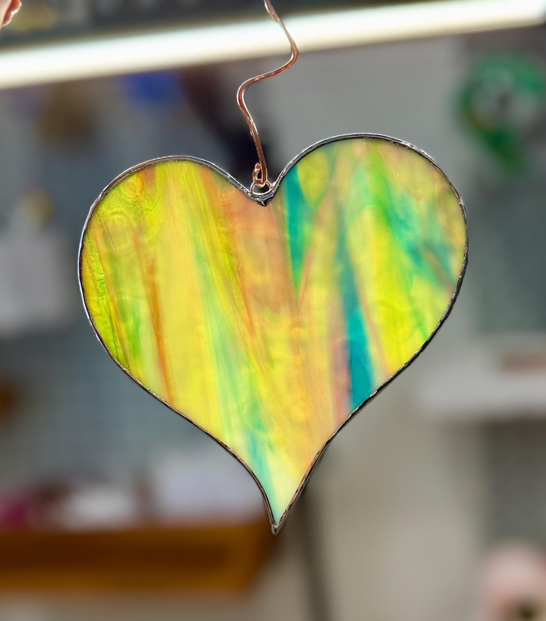 Cotton Candy Colored 4.5” Stained Glass Heart Suncatcher: Handmade ...