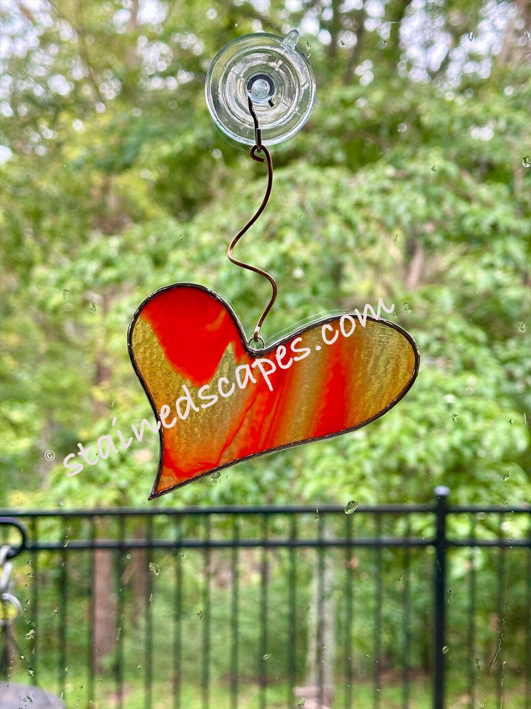 Red Stained Glass Heart Suncatcher: Handmade Window Ornament - Etsy