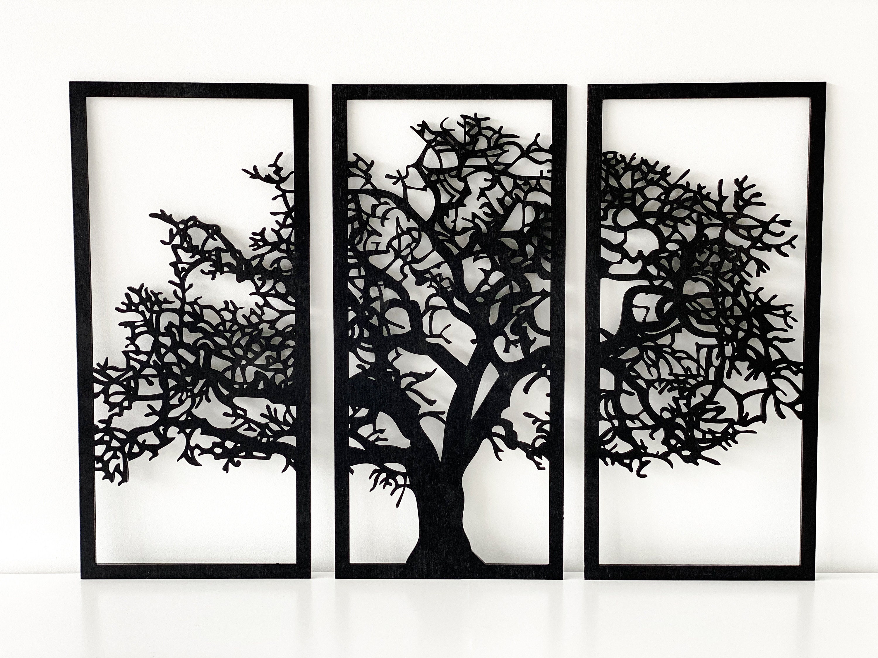 Tree Wall Artwooden Tree Wall Decoration 3 Parts Wooden - Etsy