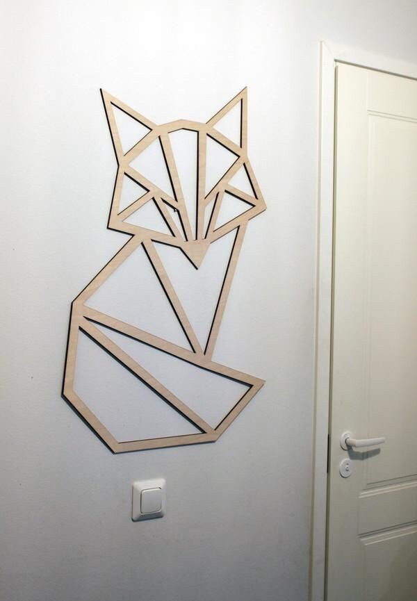 Geometric Wooden Fox Wall Art Wall Decor Stylized Fox - Etsy