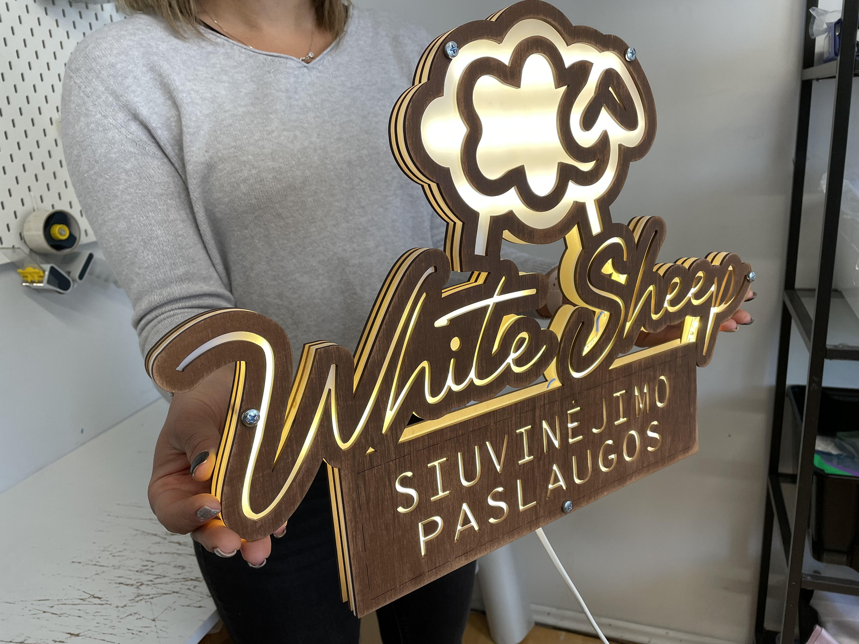 Custom Led Logo Sign Wooden Led Logo Sign Led Light Company | Etsy