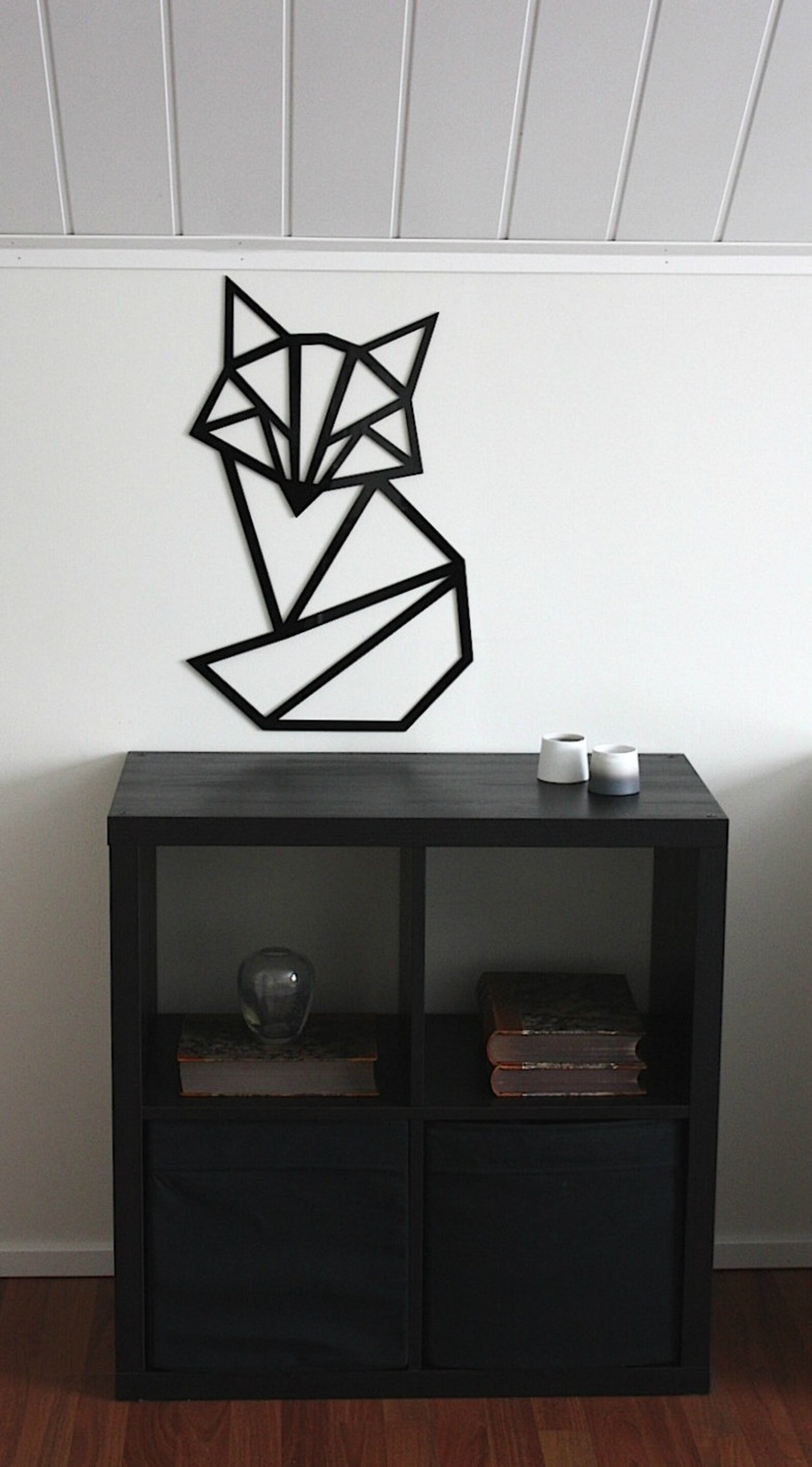 Geometric wooden fox wall art wall decor stylized fox | Etsy