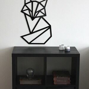 Geometric, Wooden Fox, Wall Art, Wall Decor, Stylized Fox, Wooden ...