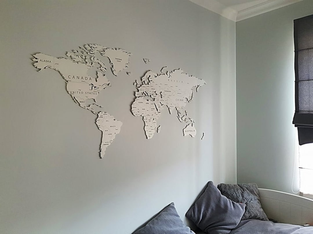 Wooden World Map, White Birch Plywood, Wall Decor - Etsy