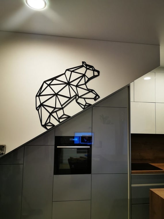 Geometric wooden bear wall decoration triangle beer | Etsy