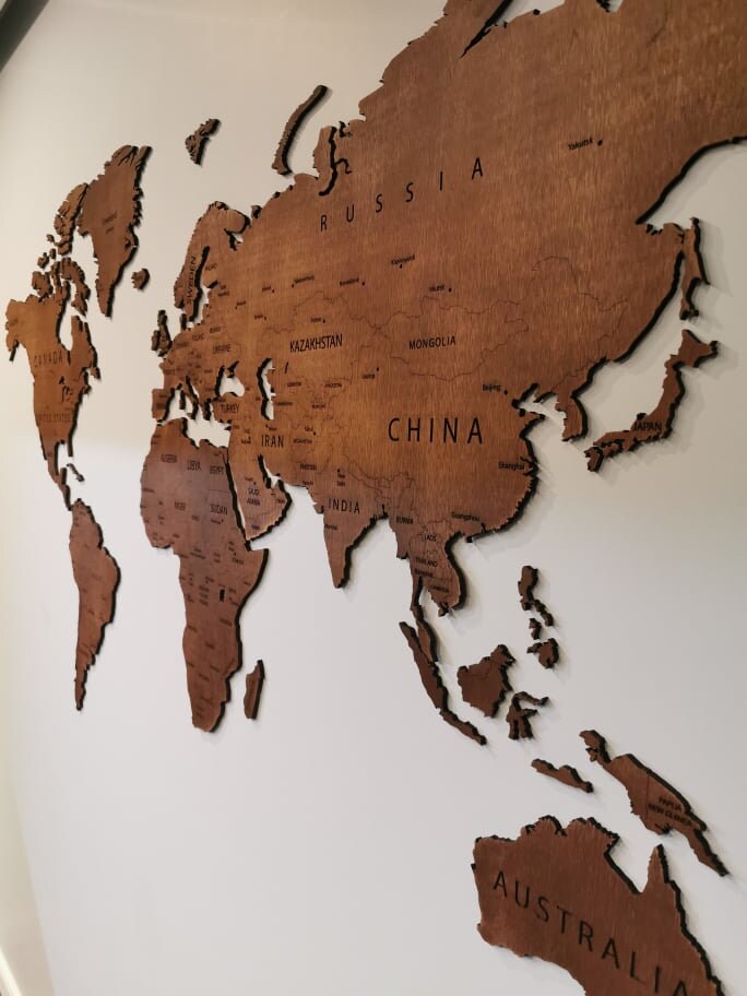 Wooden Wall World Map Very Detailed Wall Decoration Map | Etsy