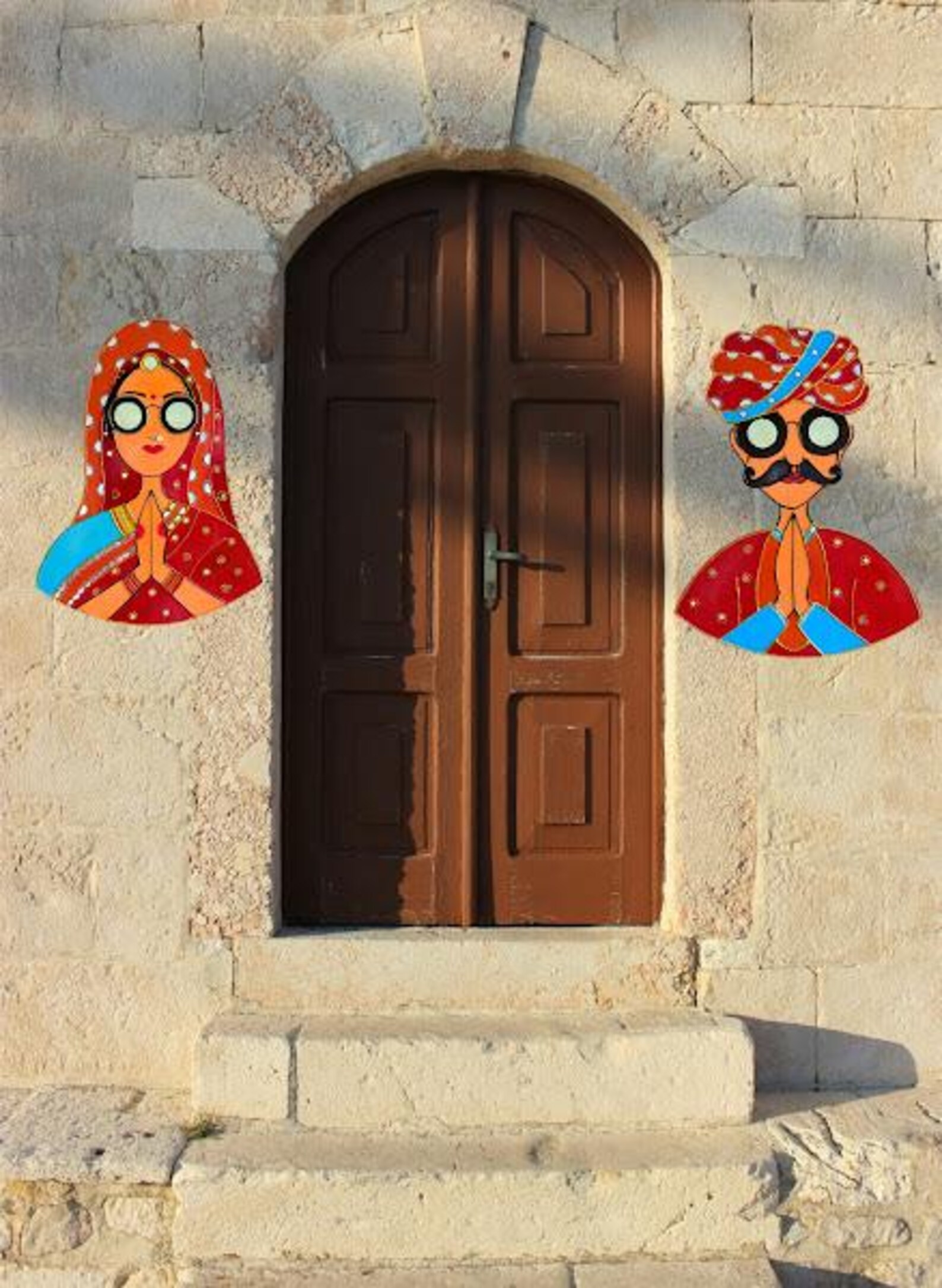 Handmade Rajasthani Namaste Couple Wall Hanging: Indian Folk Art Decor ...
