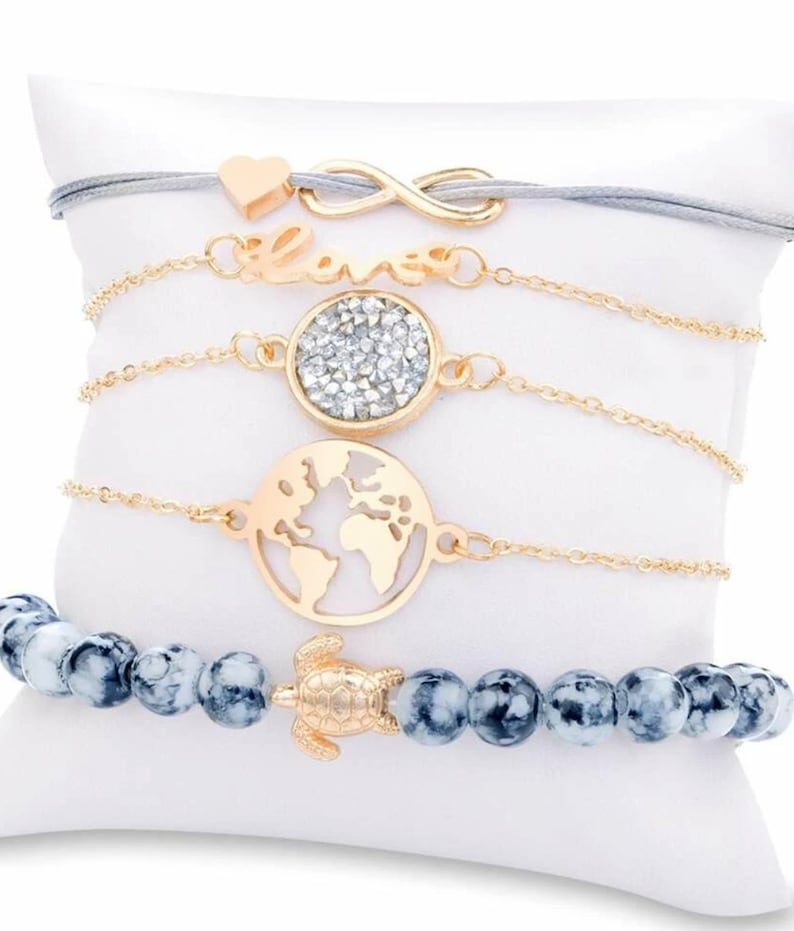 Infinity & Earth Bracelet Set 5pcs - Etsy