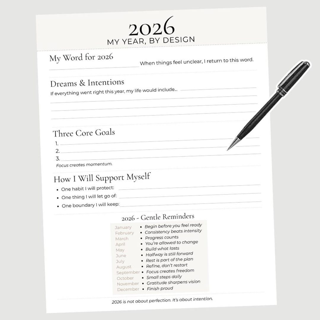 2026 New Year Planner Printable | One Page Life Reset | Goals, Dreams ...