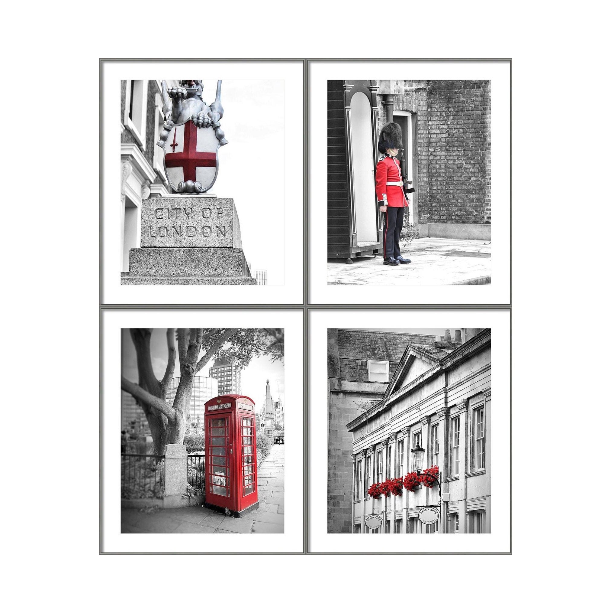 London Photography Red Phone Booth Royal Guard Red Flowers - Etsy