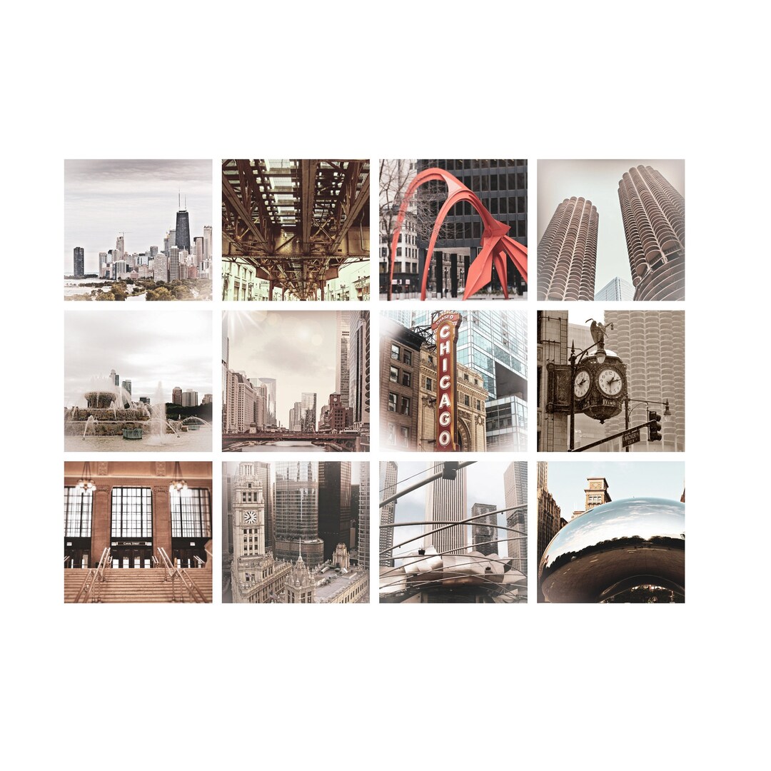 Chicago Photography Print Set: Classic City Scenes, Set of 12 - Etsy