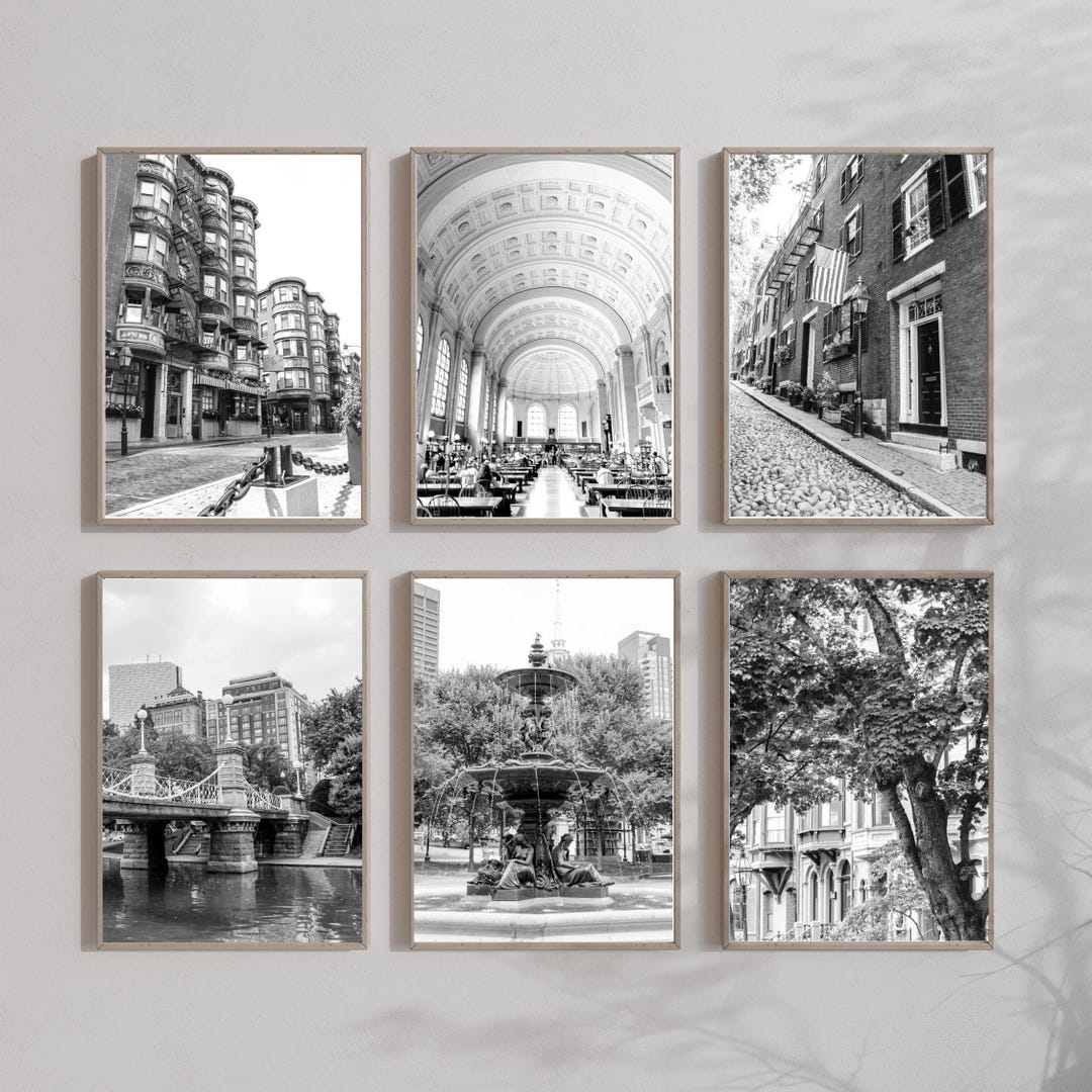 Boston Gallery Wall, New England Historic Photography, Set of Six ...