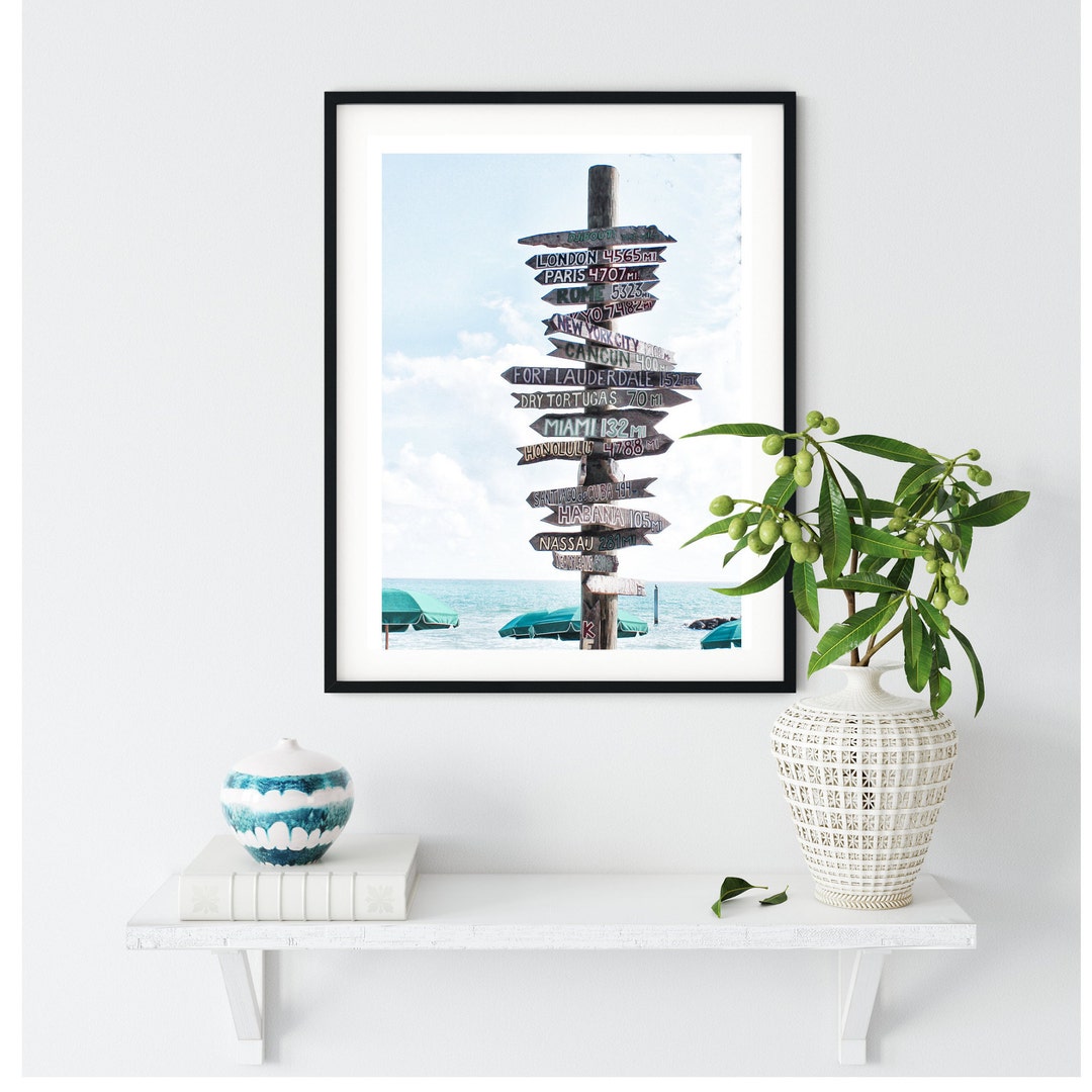 Key West Art, Key West Print, Key West Directional Sign, Key West Wall ...