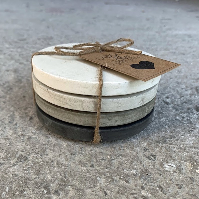 Set of Round Natural Concrete Coasters. Cement Coaster. - Etsy