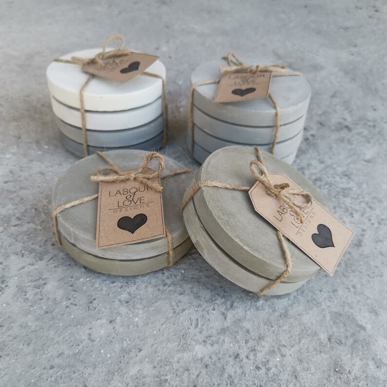 Set of Round Natural Concrete Coasters. Cement Coaster. - Etsy