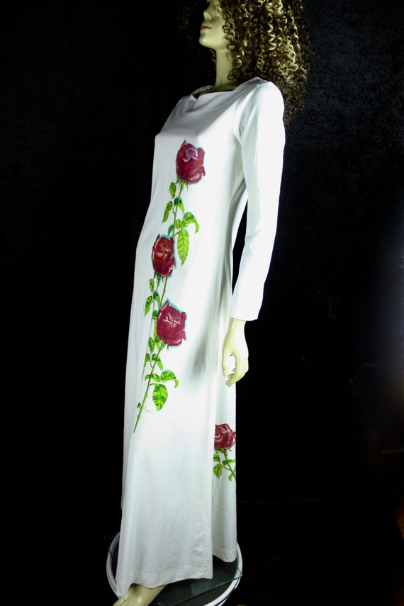Vintage 1960s 1970s* Lugini Signed Maxi Dress * Whit… - Gem