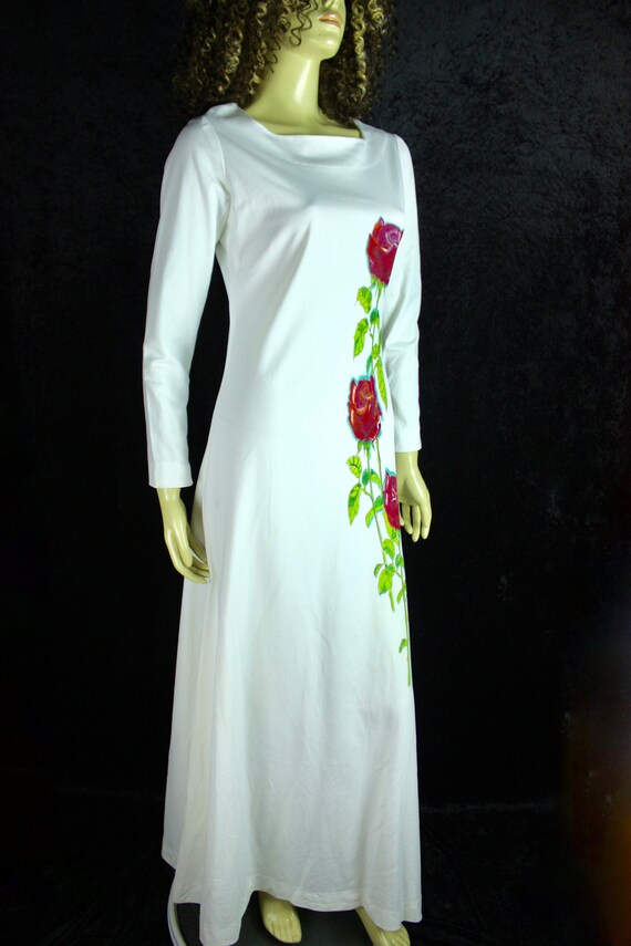Vintage 1960s 1970s* Lugini Signed Maxi Dress * Whit… - Gem