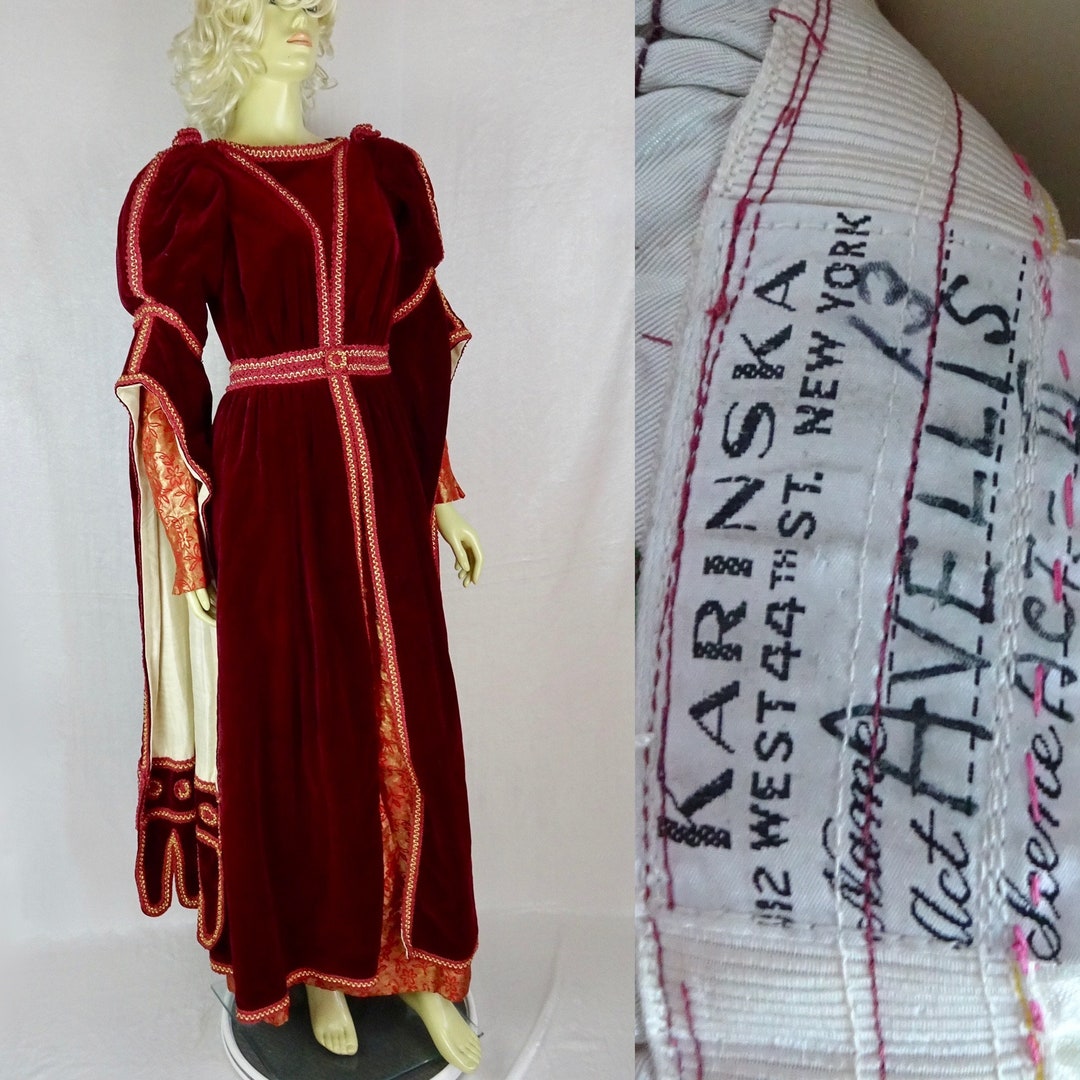 Vintage KARINSKA Custom Made Stage Costume Renaissance Woman Burgundy ...