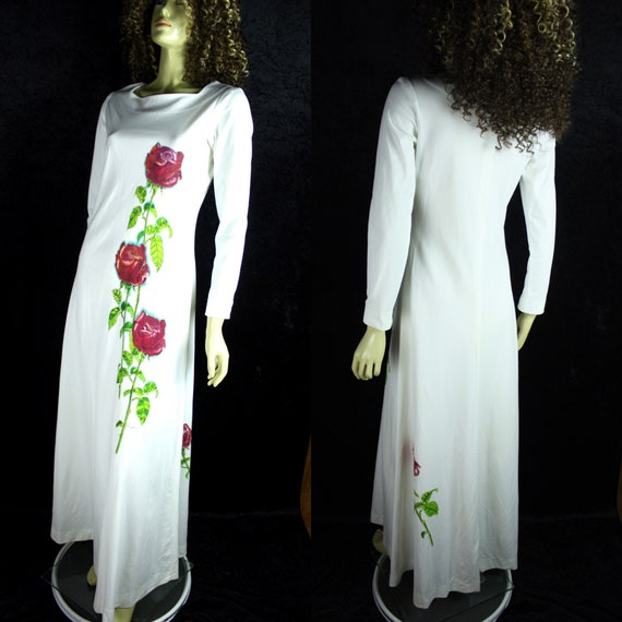 Vintage 1960s 1970s* Lugini Signed Maxi Dress * Whit… - Gem