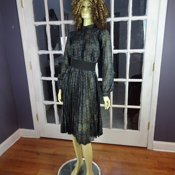 Vintage Early 80s * Sheer Pleated S Howard Hirsh Dres… - Gem