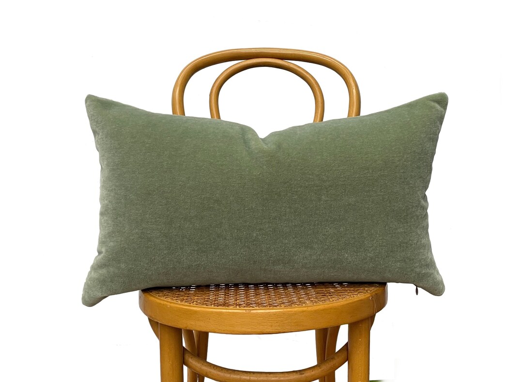 MOONSTONE GREEN Double Sided Mohair Velvet Pillow - 12x20, 14x24 Lumbar ...