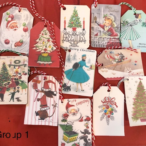 Vintage Christmas Holiday Gift Tags Retro Gift Tags Unique - Etsy
