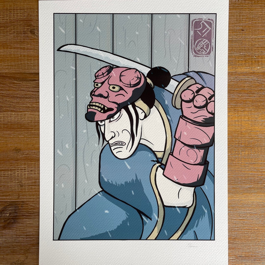The Ukiyo-e Hellboy Samurai A4 Print Archival Art Print - Etsy