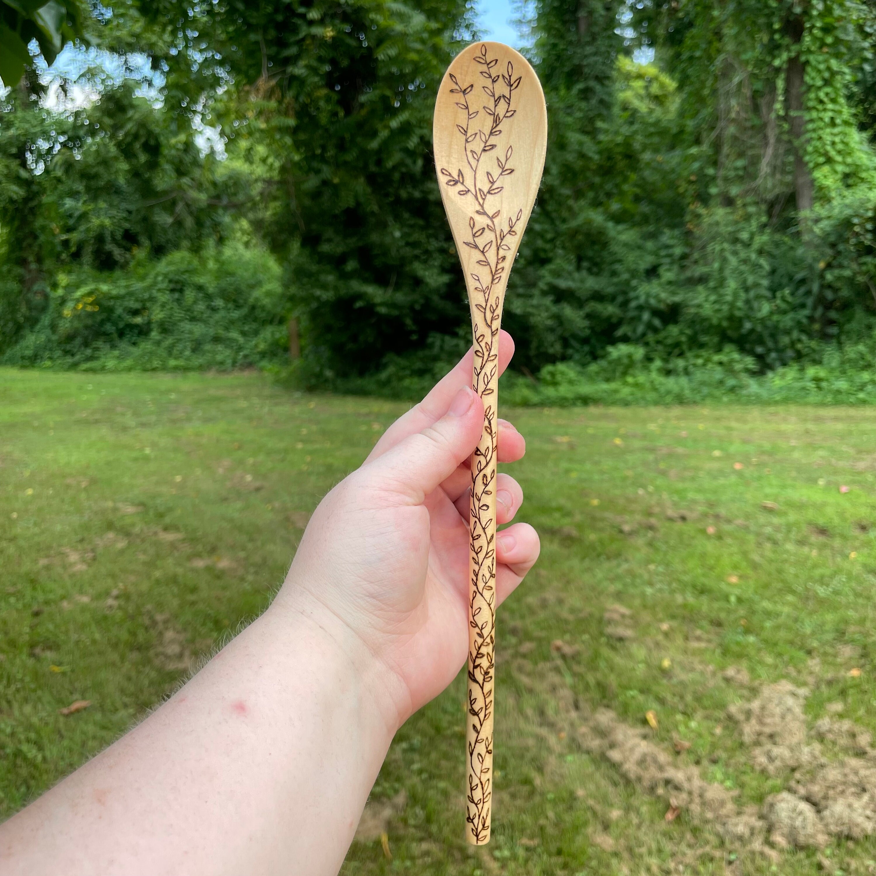 Wood Burned Wooden Spoon, Pyrography Art, Vines Spoon, Cooking Gift ...