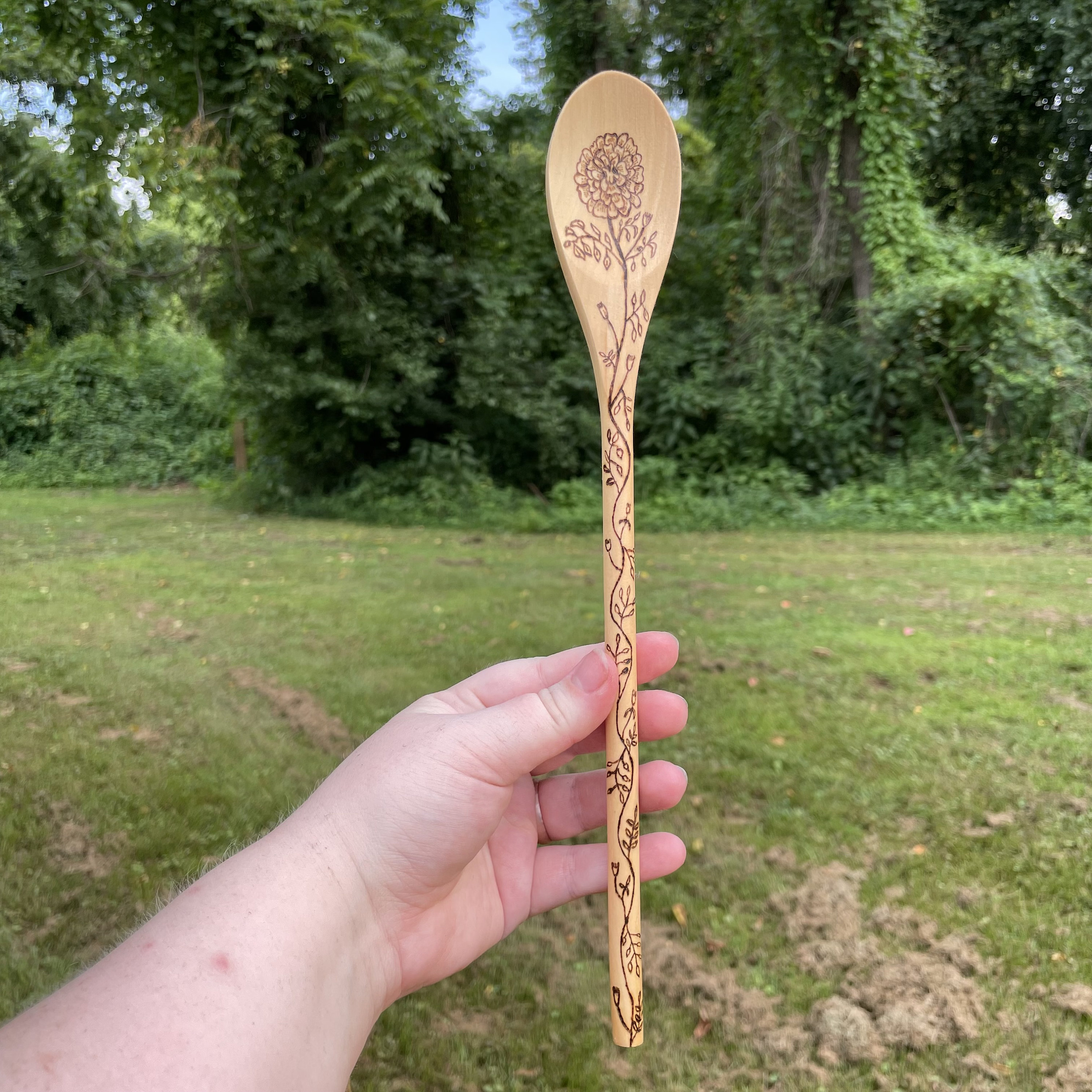 Wood Burned Wooden Spoon, Pyrography Art, Vines Spoon, Cooking Gift ...