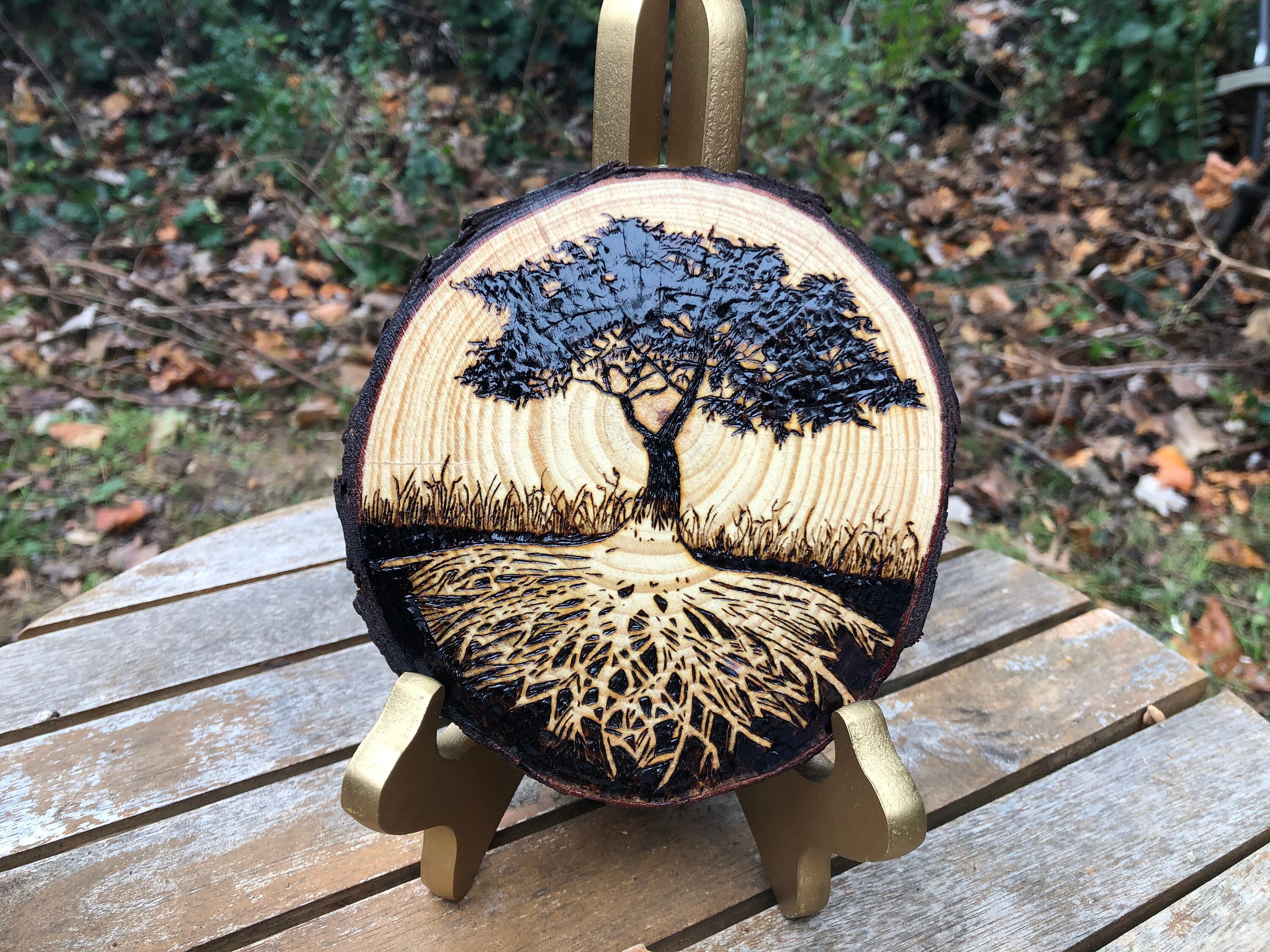 Wood Burned Tree of Life | Pyrography | Wall Art | Gift | Live Edge ...