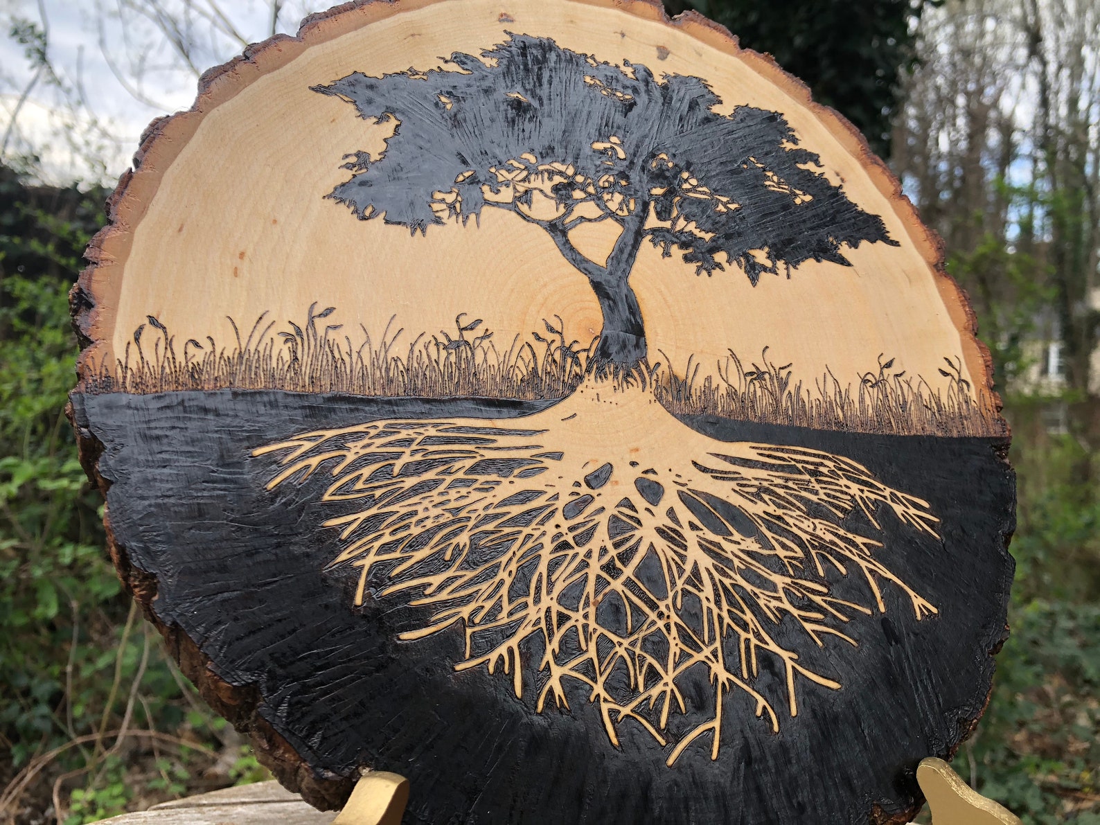 Wood Burned Tree of Life | Pyrography | Wall Art | Gift | Live Edge ...