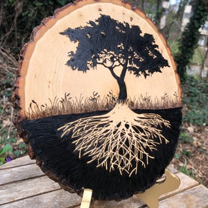 Wood Burned Tree of Life | Pyrography | Wall Art | Gift | Live Edge ...