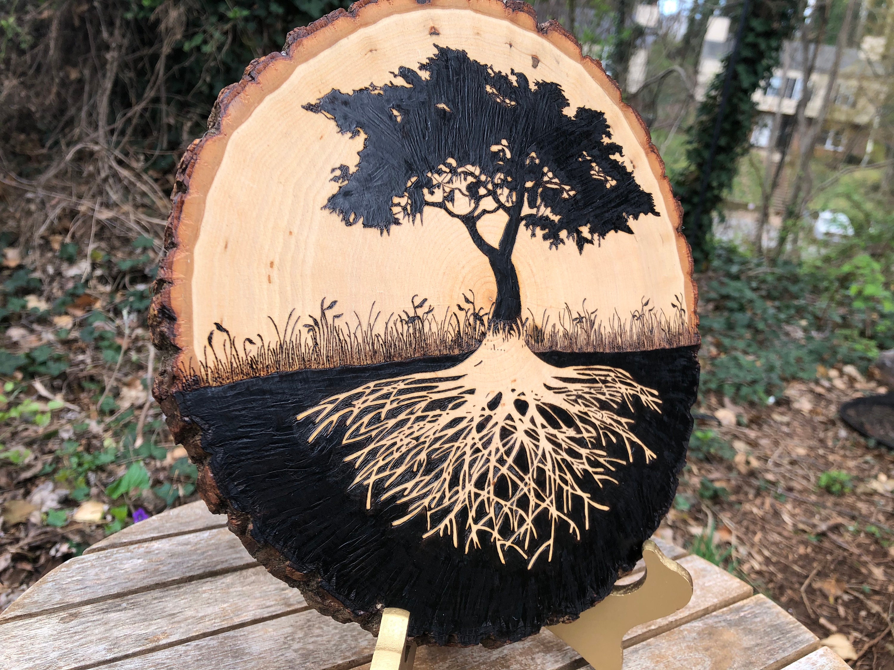 Wood Burned Tree of Life | Pyrography | Wall Art | Gift | Live Edge ...