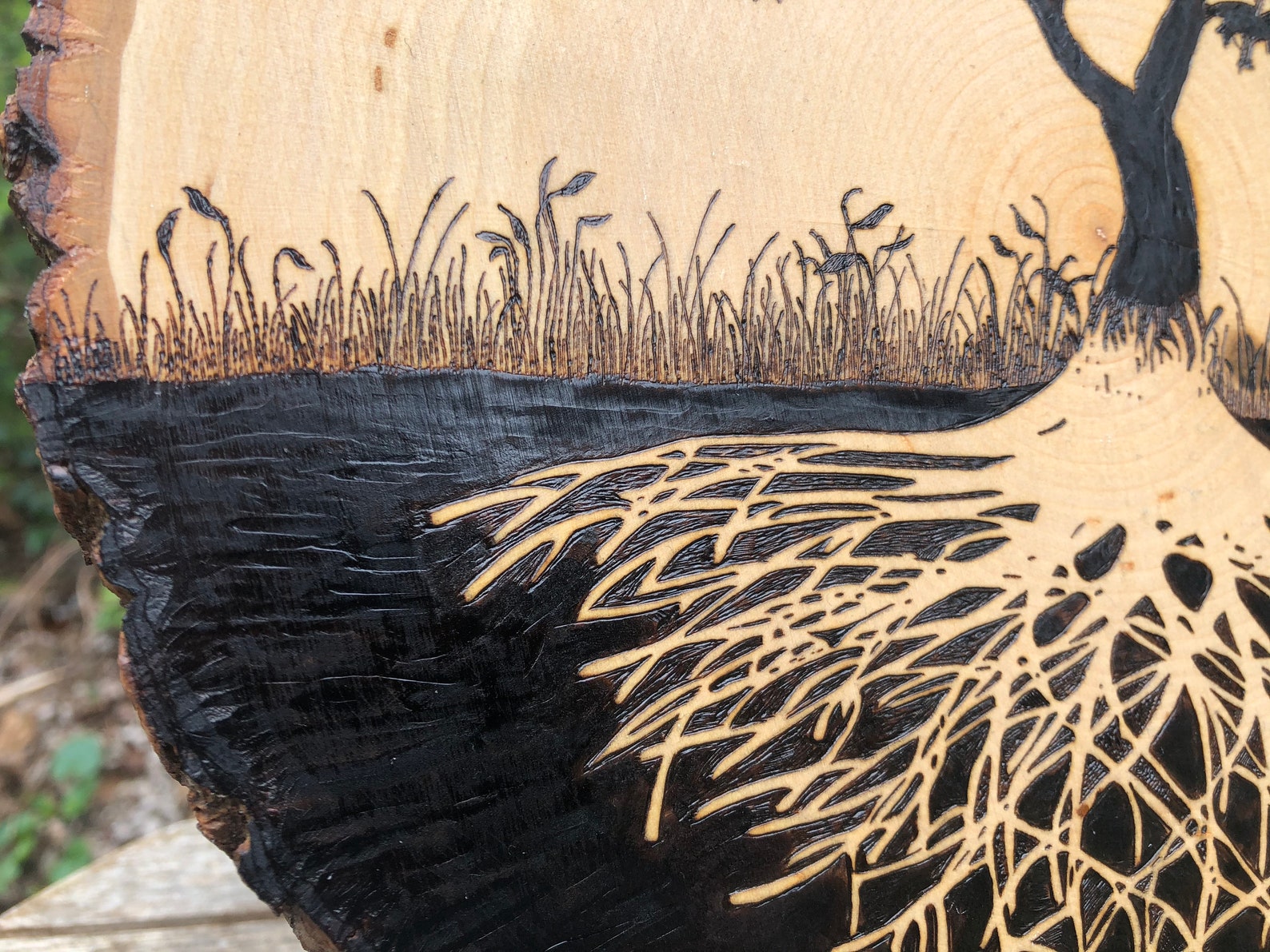 Wood Burned Tree of Life | Pyrography | Wall Art | Gift | Live Edge ...