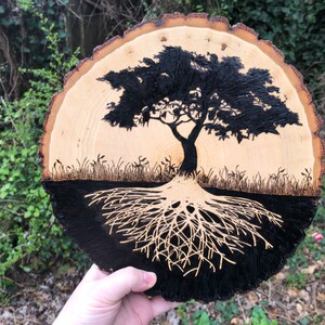 Wood Burned Tree of Life | Pyrography | Wall Art | Gift | Live Edge ...