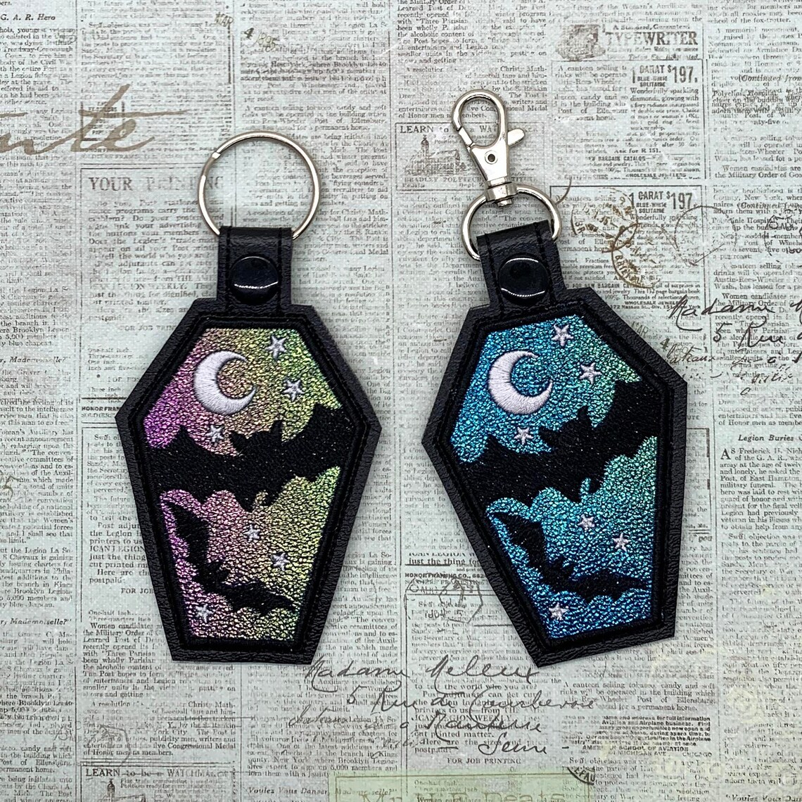 Coffin, Bats Keychain, Snap Tab - Etsy