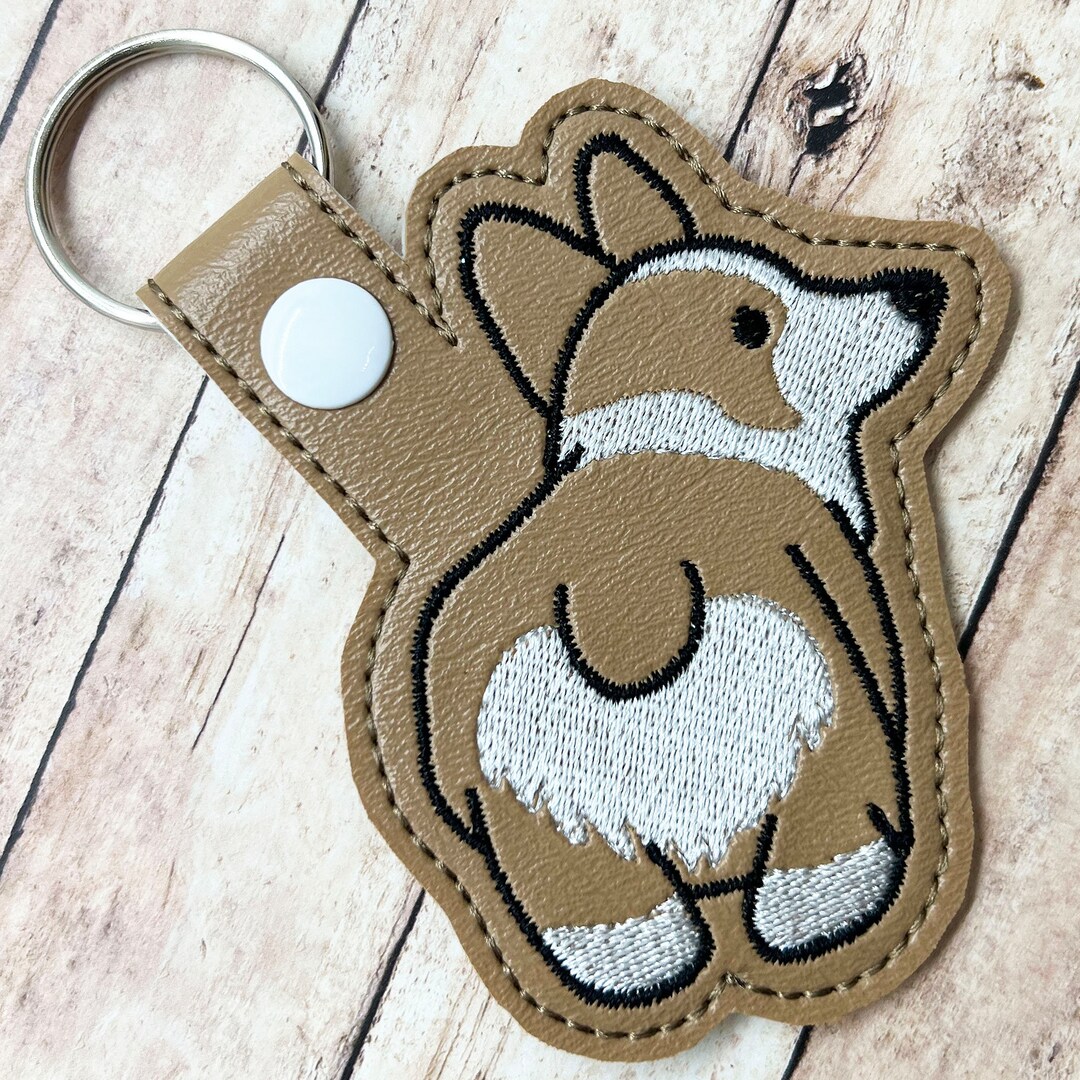 Corgi Keychain, Snap Tab, Embroidered Vinyl - Etsy